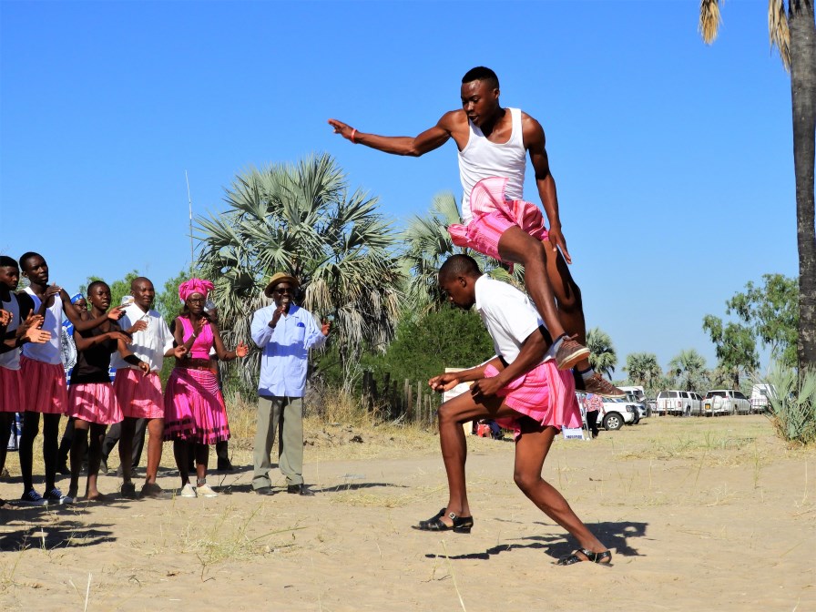 Where in Namibia can you get that pink Aawambo traditional attire?